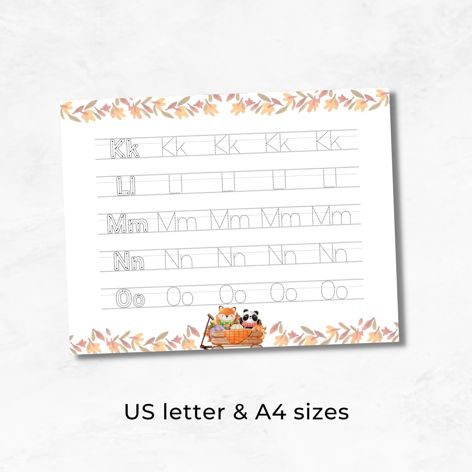 Fall Tracing Alphabet Practice Sheets, Autumn Themed Preschool ...