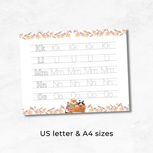 Fall Tracing Alphabet Practice Sheets, Autumn Themed Preschool ...
