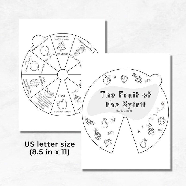Fruit of the Spirit Printable for Kids, Spin Wheel Coloring Page Craft ...