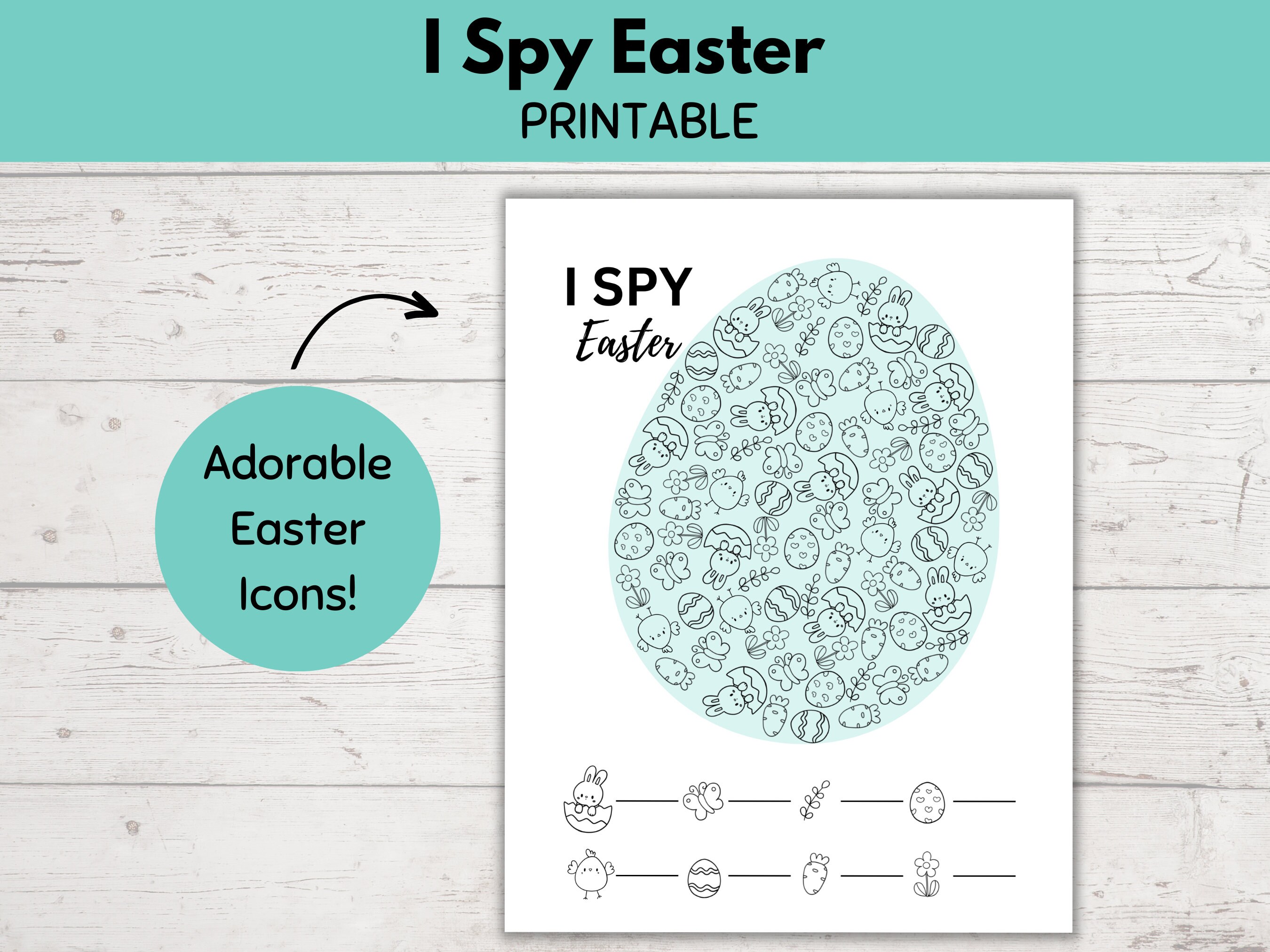 I Spy Easter Game Printable, Kids Easter Party Game, Easter Activity ...