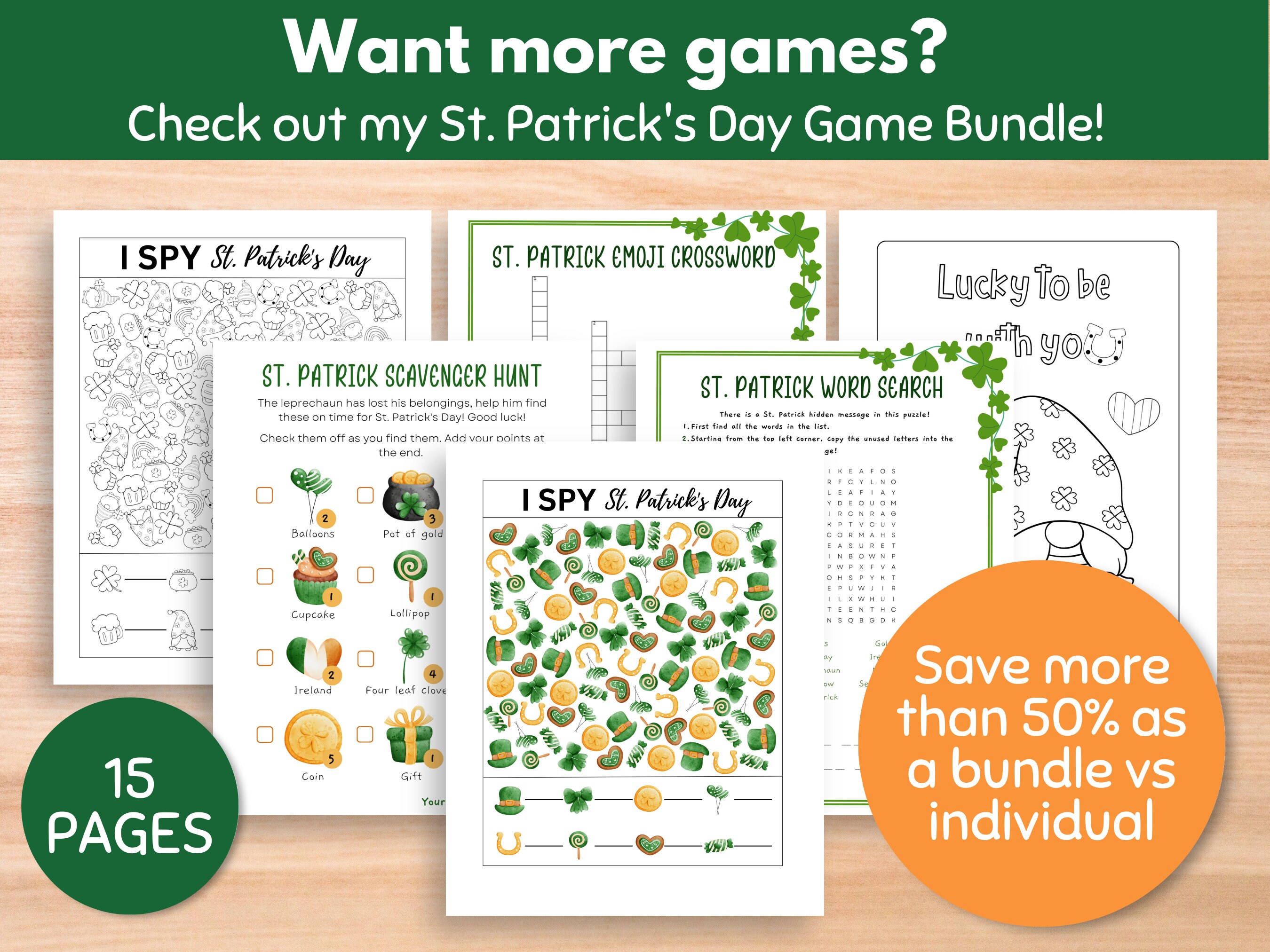 St. Patrick's Day Emoji Crossword Puzzle Game Printable, Kids St. Paddy ...