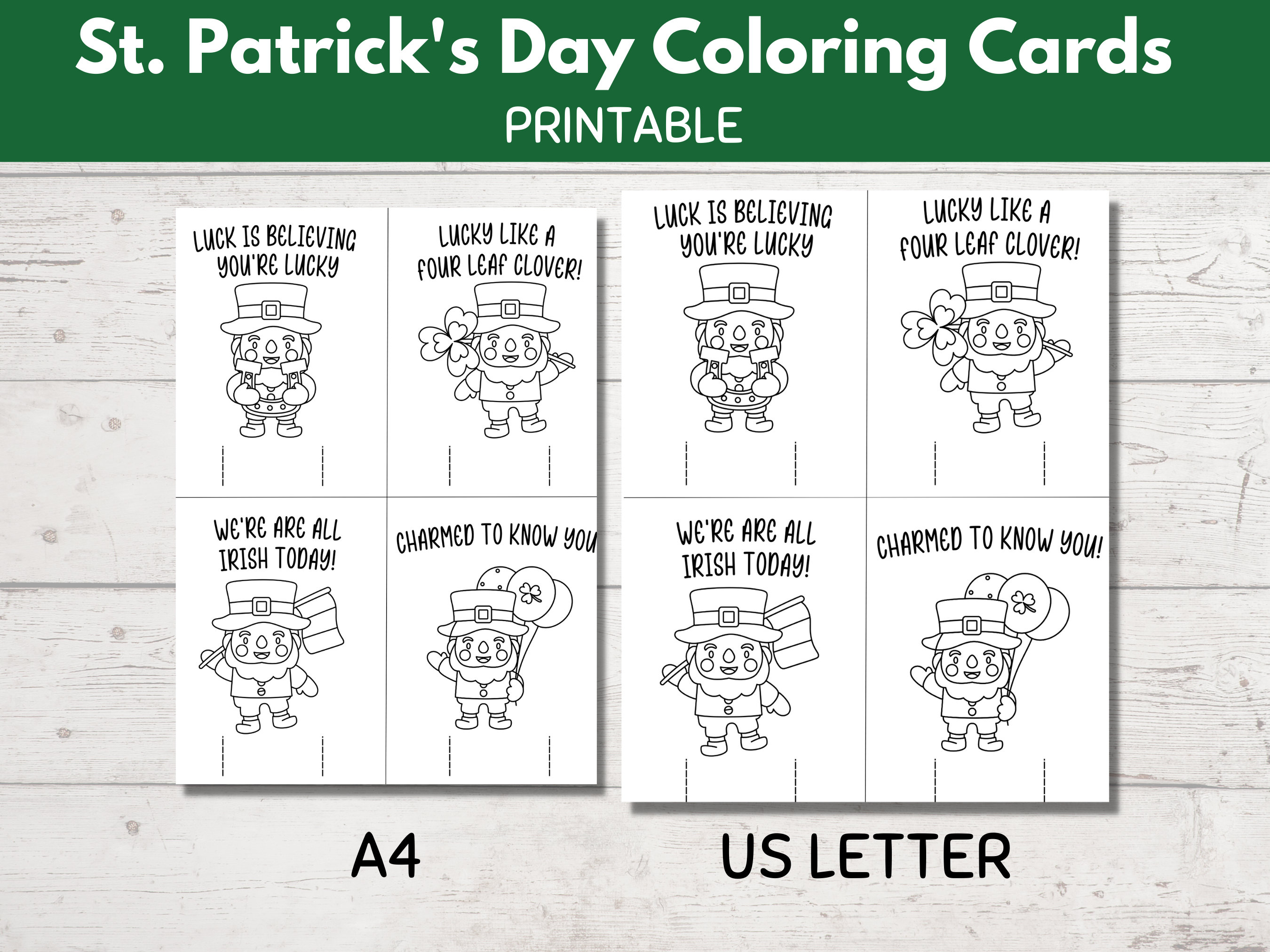 St. Patrick's Day Cards to Color Printable, St Patty's Leprechaun, St ...