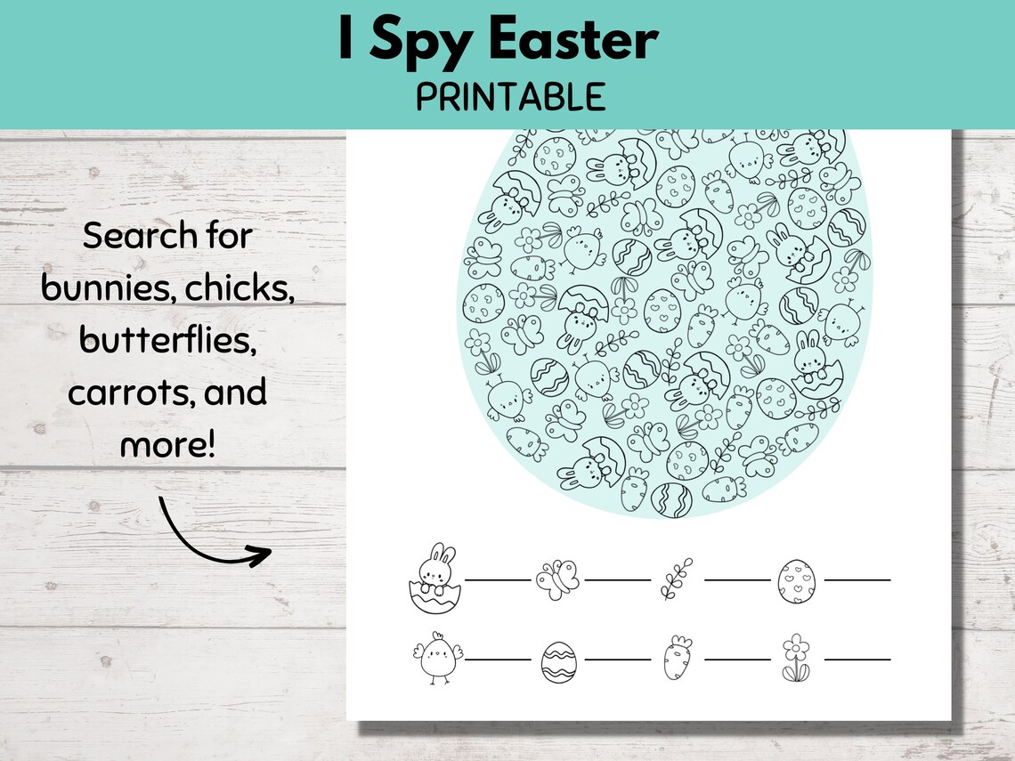 I Spy Easter Game Printable, Kids Easter Party Game, Easter Activity ...
