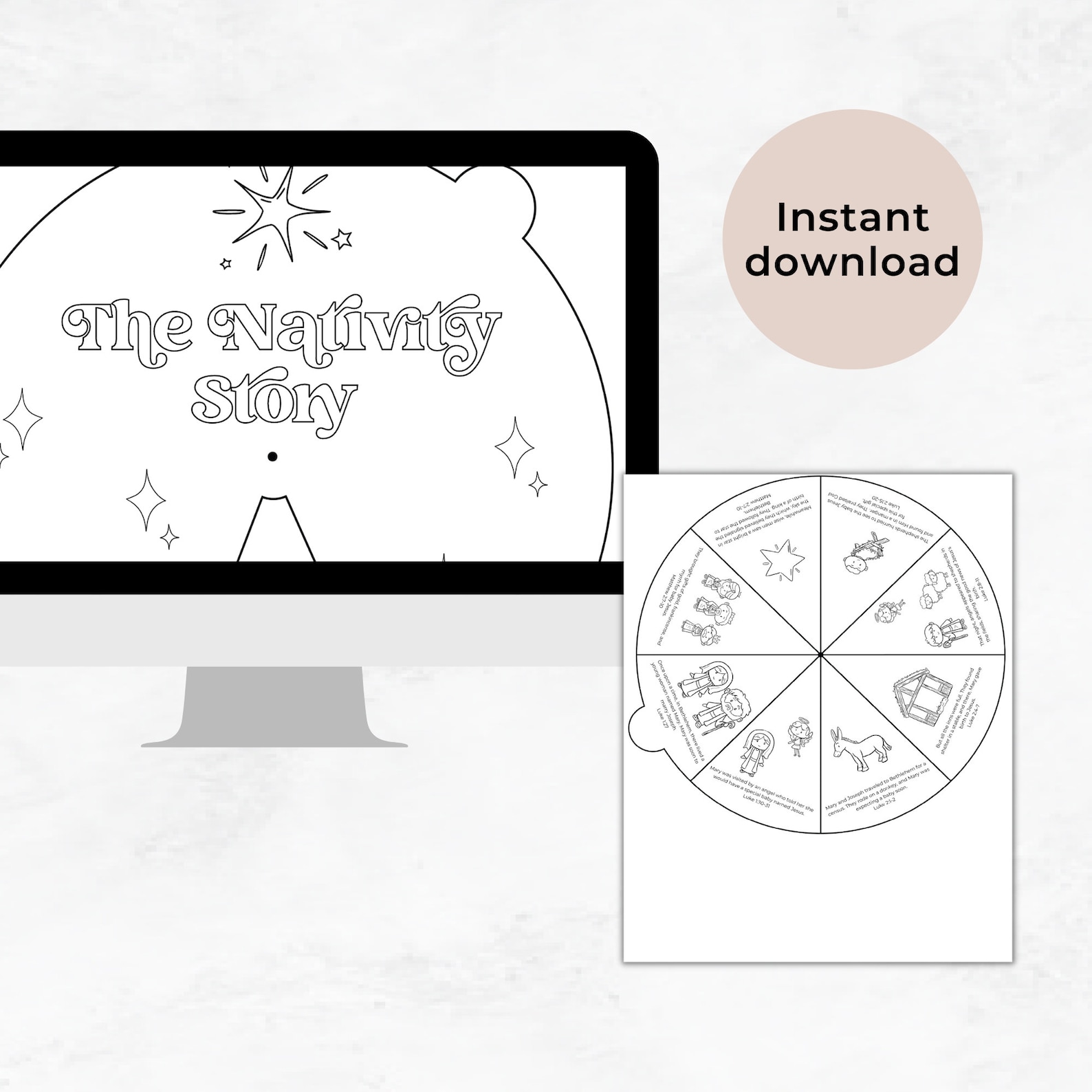 Printable Nativity Coloring Pages Spin Wheel, Printable Religious ...