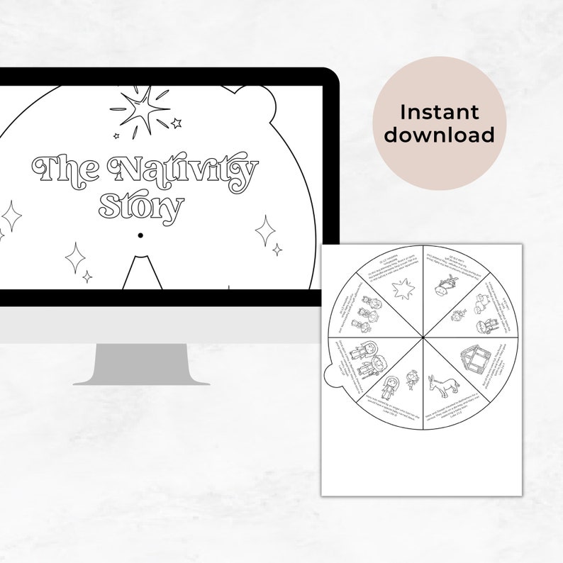 Printable Nativity Coloring Pages Spin Wheel, Printable Religious ...
