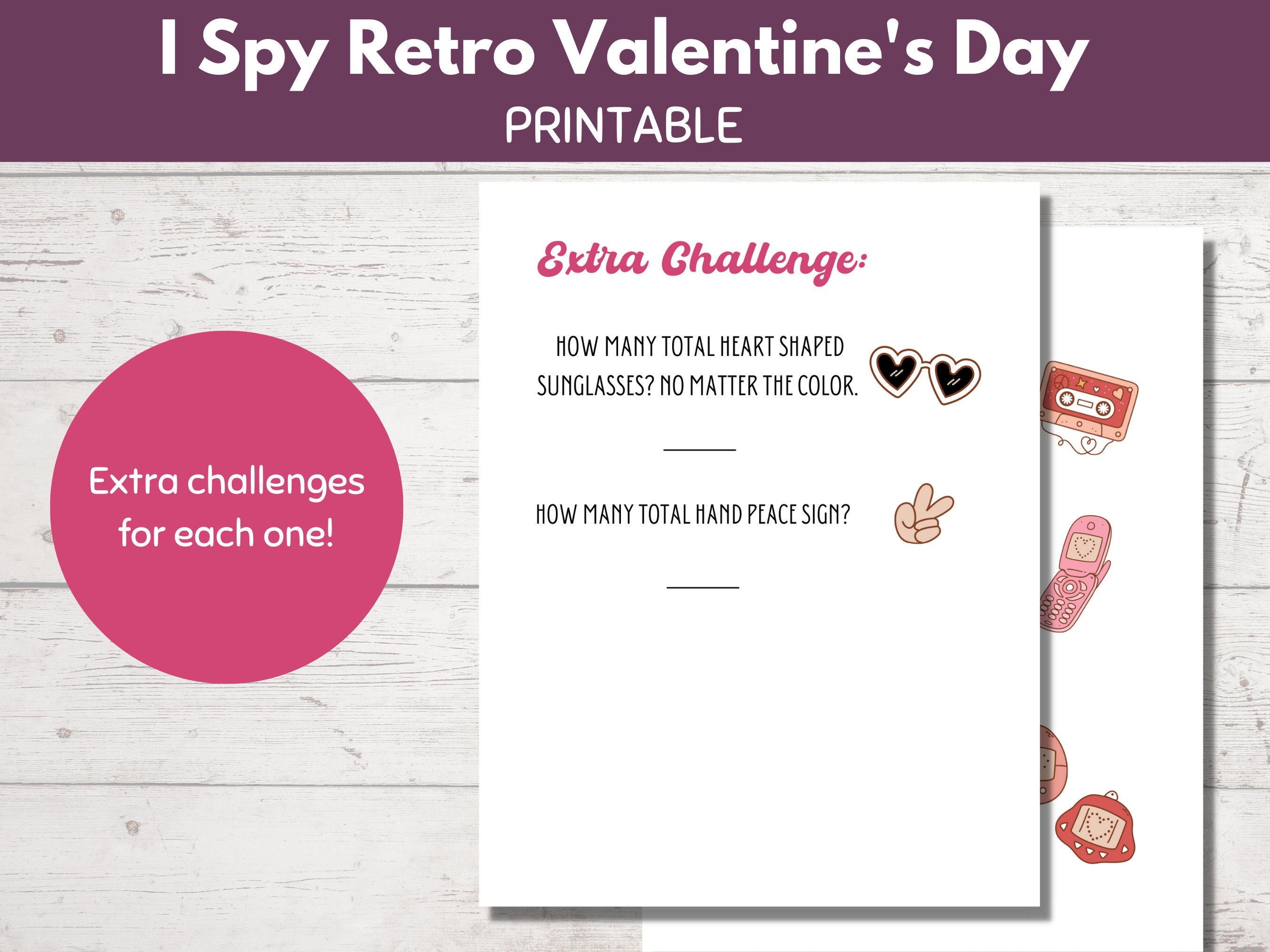 I Spy Retro Valentine's Day Game Printable, Kids Retro Valentine Party ...