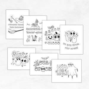 Retro Halloween Coloring Pages, Groovy Halloween Printable for Kids ...