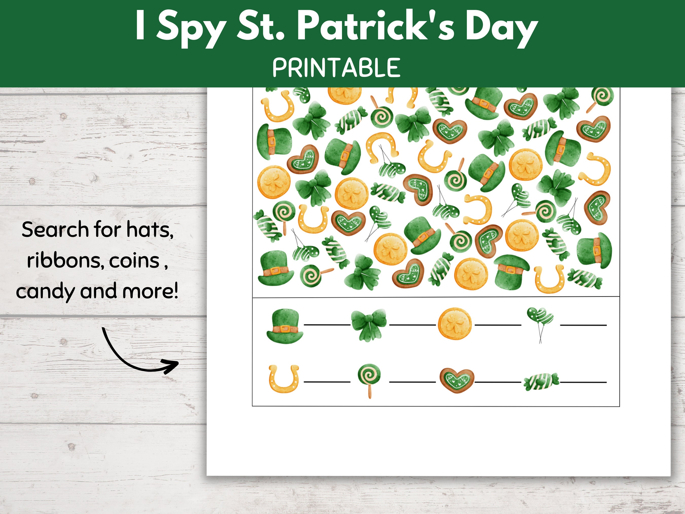I Spy St. Patrick's Day Game Printable, Kids St. Paddy's Day Party Game ...