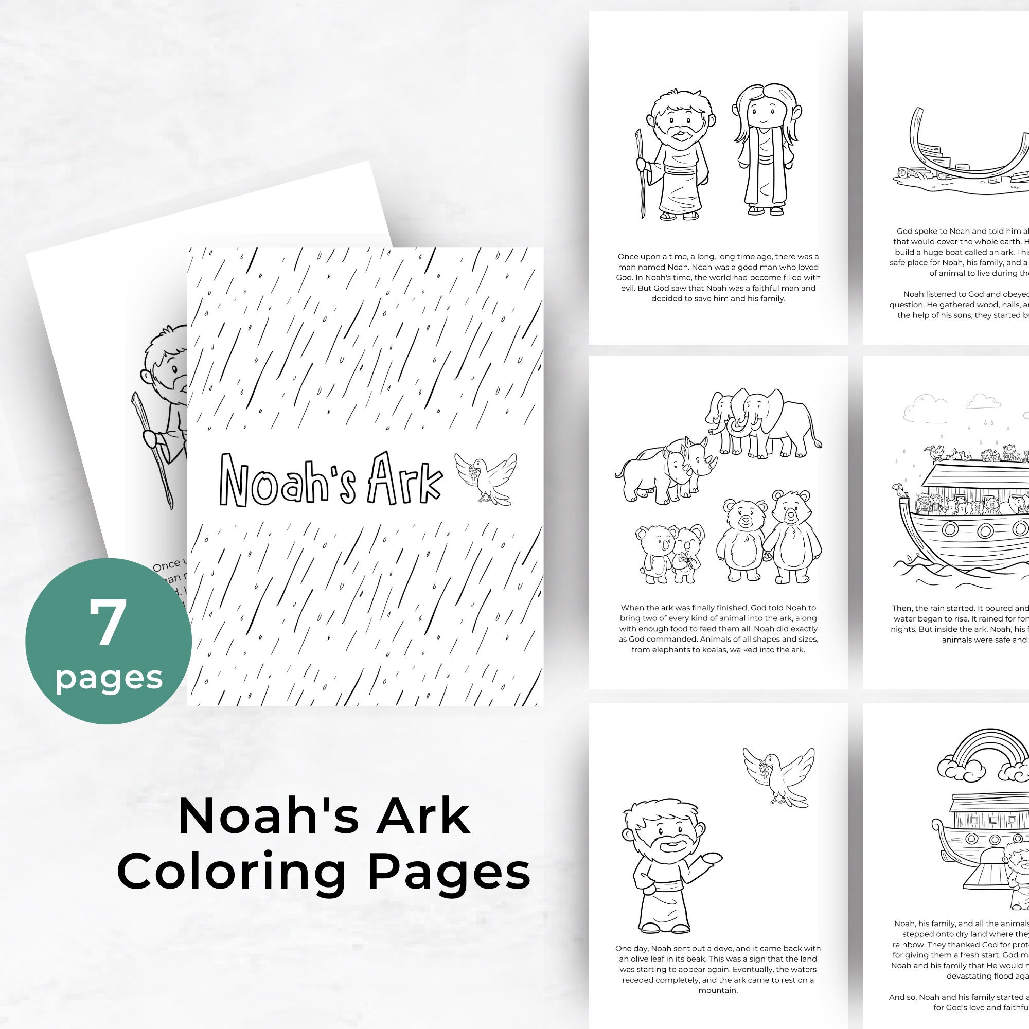 Kids Bible Verses Activity Pages, Noah's Ark Bible Story Bundle ...
