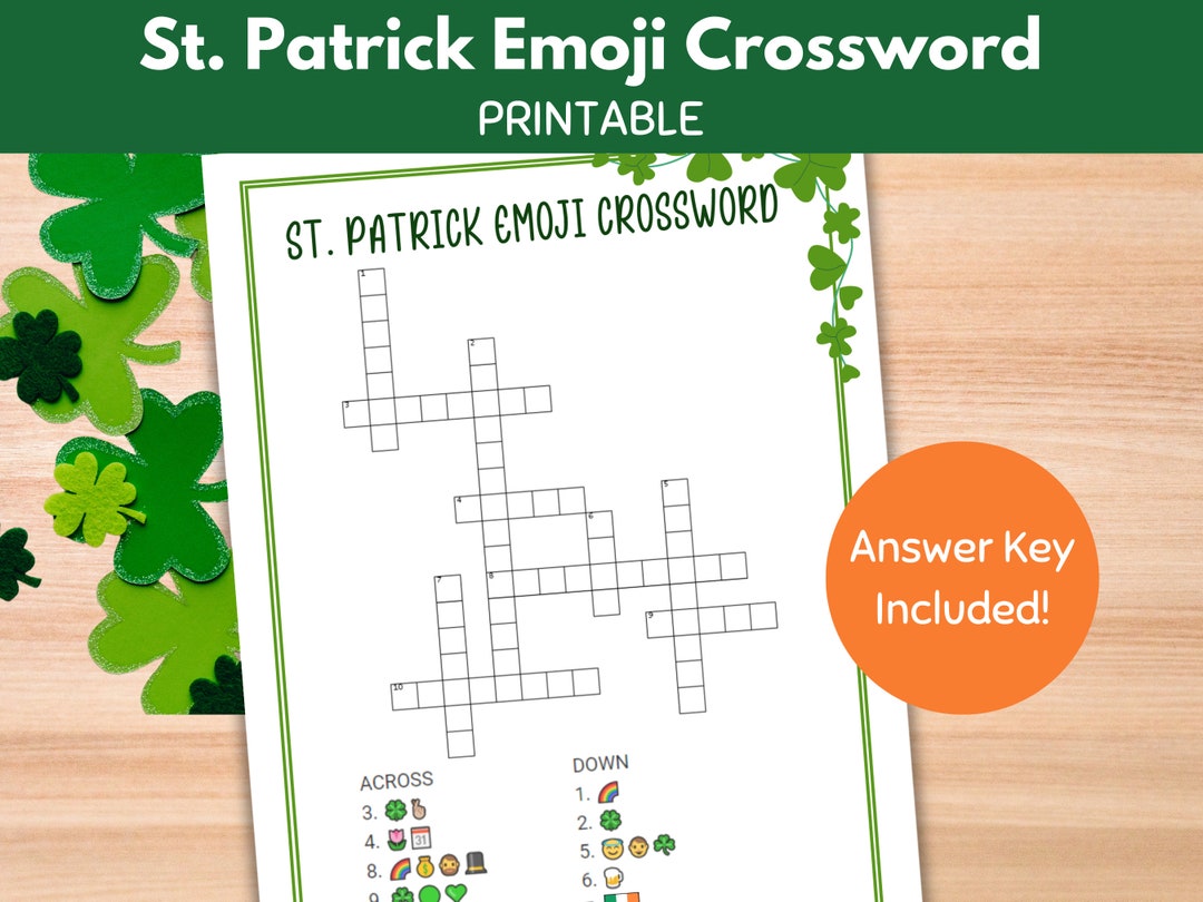 St. Patrick's Day Emoji Crossword Puzzle Game Printable, Kids St. Paddy ...