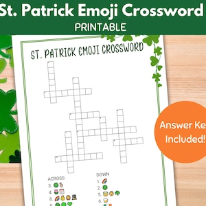 St. Patrick's Day Emoji Crossword Puzzle Game Printable, Kids St. Paddy ...