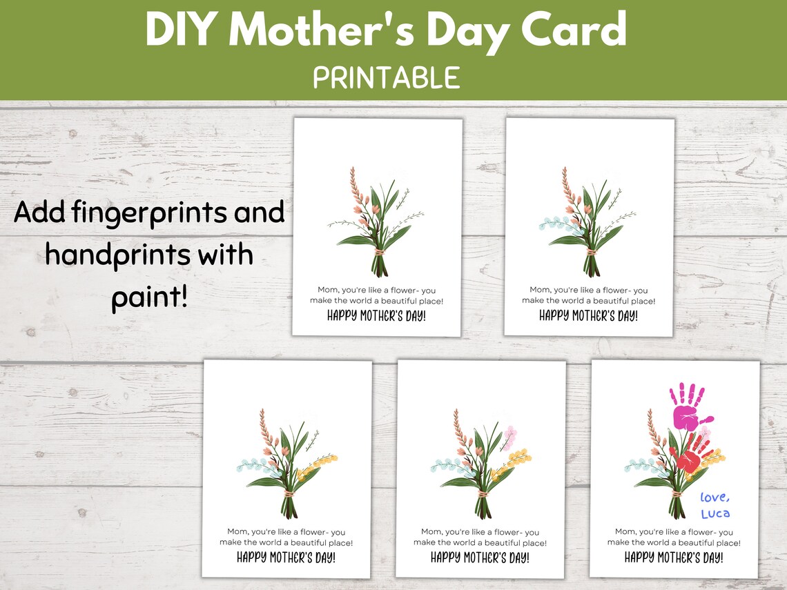 Mother's Day Handprint Flowers Gift Printable, Kids Handprint Art ...
