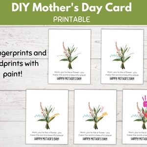 Mother's Day Handprint Flowers Gift Printable, Kids Handprint Art ...