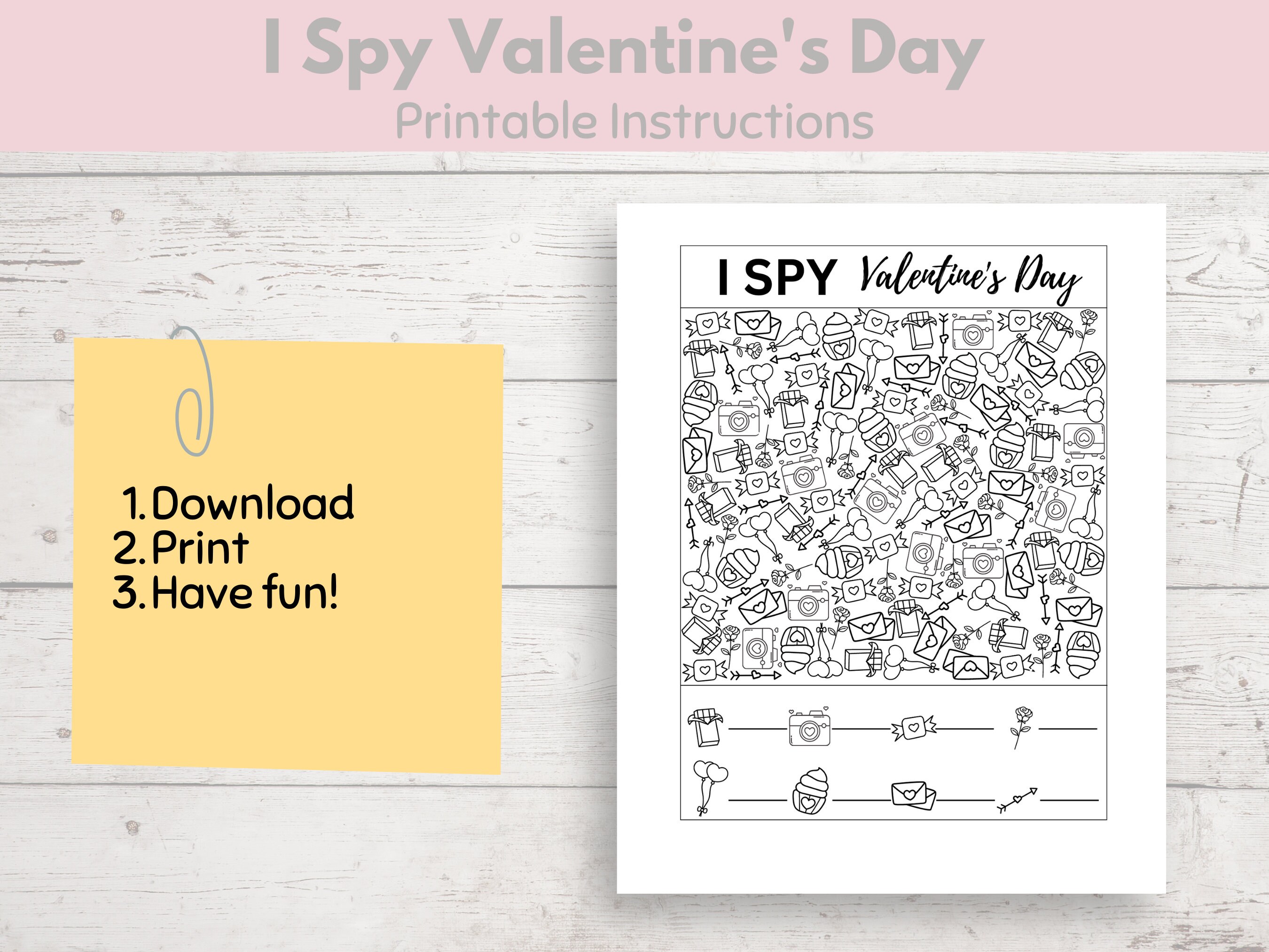 I Spy Valentine's Day Game Printable, Kids Valentine Party Game ...