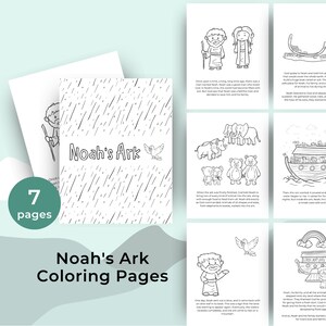 Kids Bible Verses Activity Pages, Noah's Ark Story, Religious Coloring ...