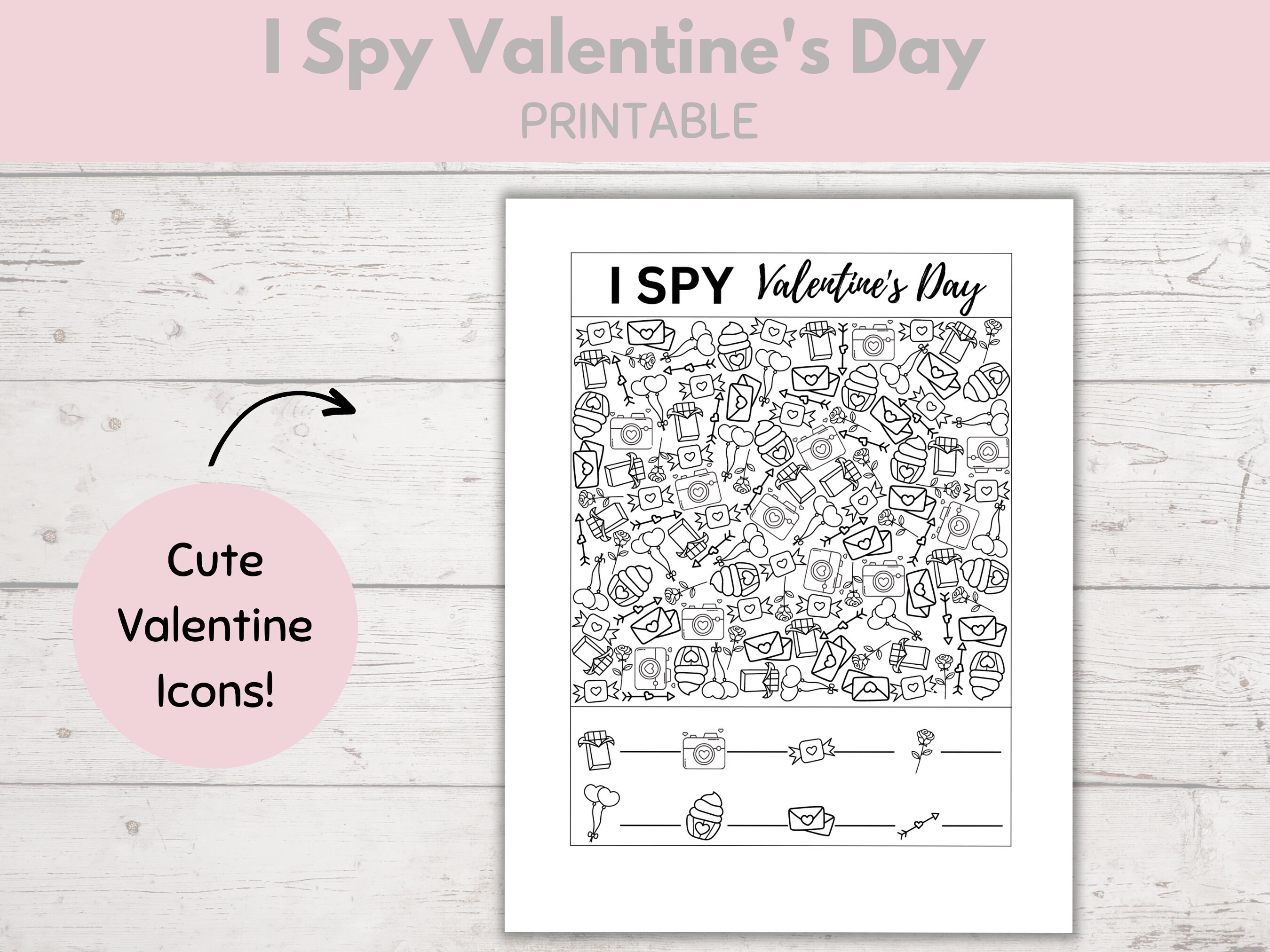 I Spy Valentine's Day Game Printable, Kids Valentine Party Game ...