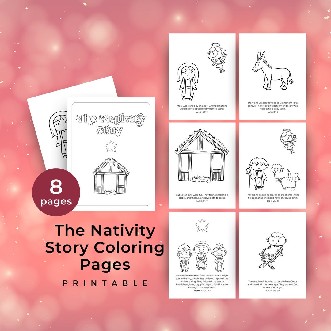 Nativity Scene Printable Coloring Pages, Printable Religious Advent ...