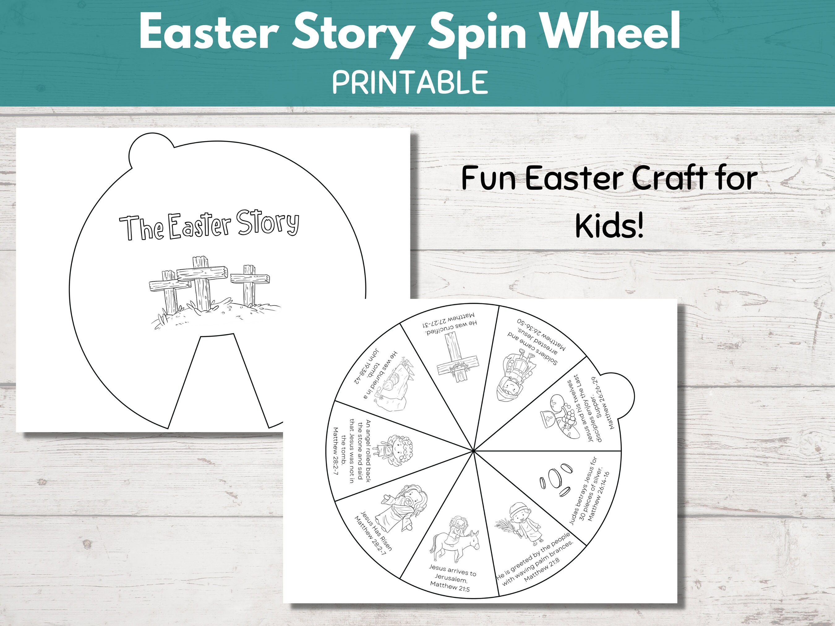Easter Story Spin Wheel Coloring Pages, Religious Easter Bible Story ...