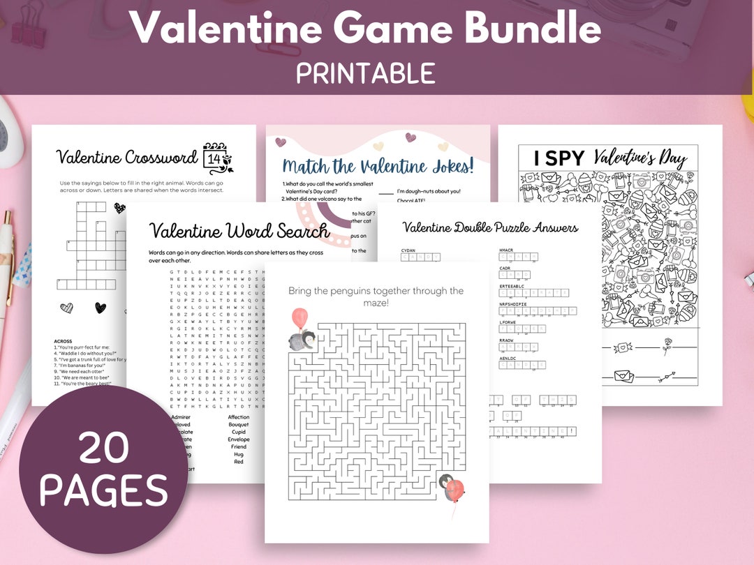 Valentine Game Printable Bundle, Printable Valentines Party Games, I ...