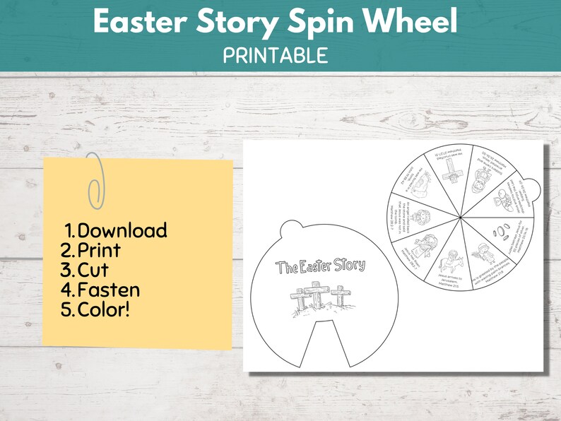 Easter Story Spin Wheel Coloring Pages, Religious Easter Bible Story ...
