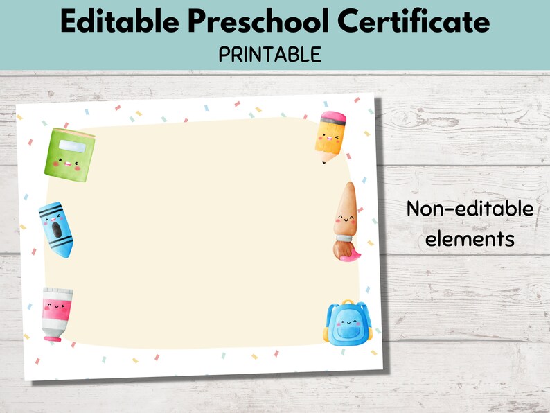 Editable Preschool Graduation Certificate, Printable Sign, Last Day of ...
