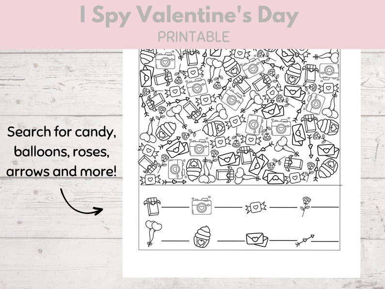 I Spy Valentine's Day Game Printable Kids Valentine Party - Etsy