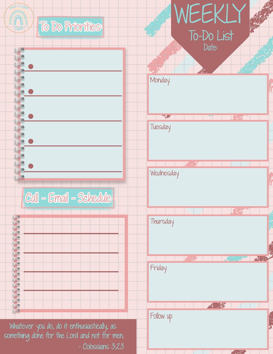 Weekly Planner With Bible Verse - Etsy