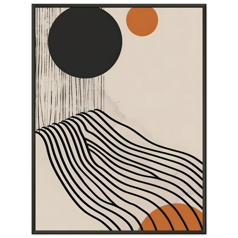 Minimalist Mid-century Modern Red Black Lines and Shapes Print Posters ...