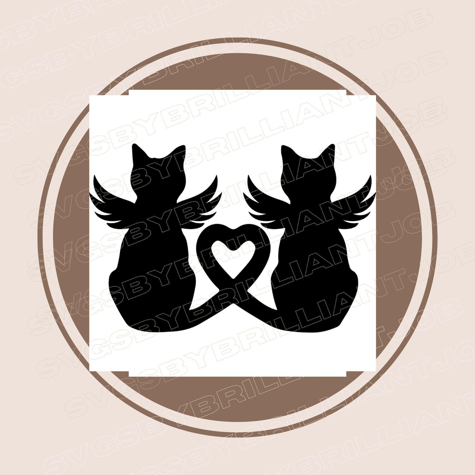 Cat Memorial SVG: Angel Cats With Heart, Laser Cut File (digital ...