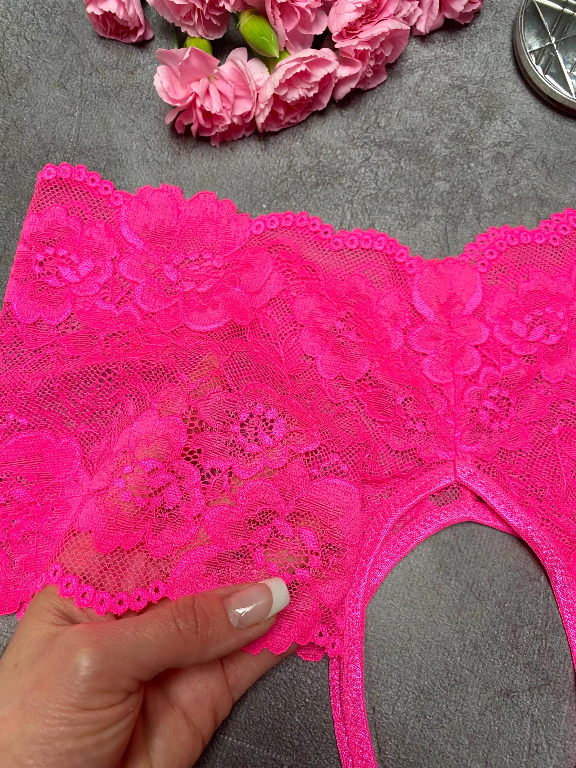 Pink Lace Crotchless Panties | Erotic Crotchless Boyshorts | Sexy Open ...