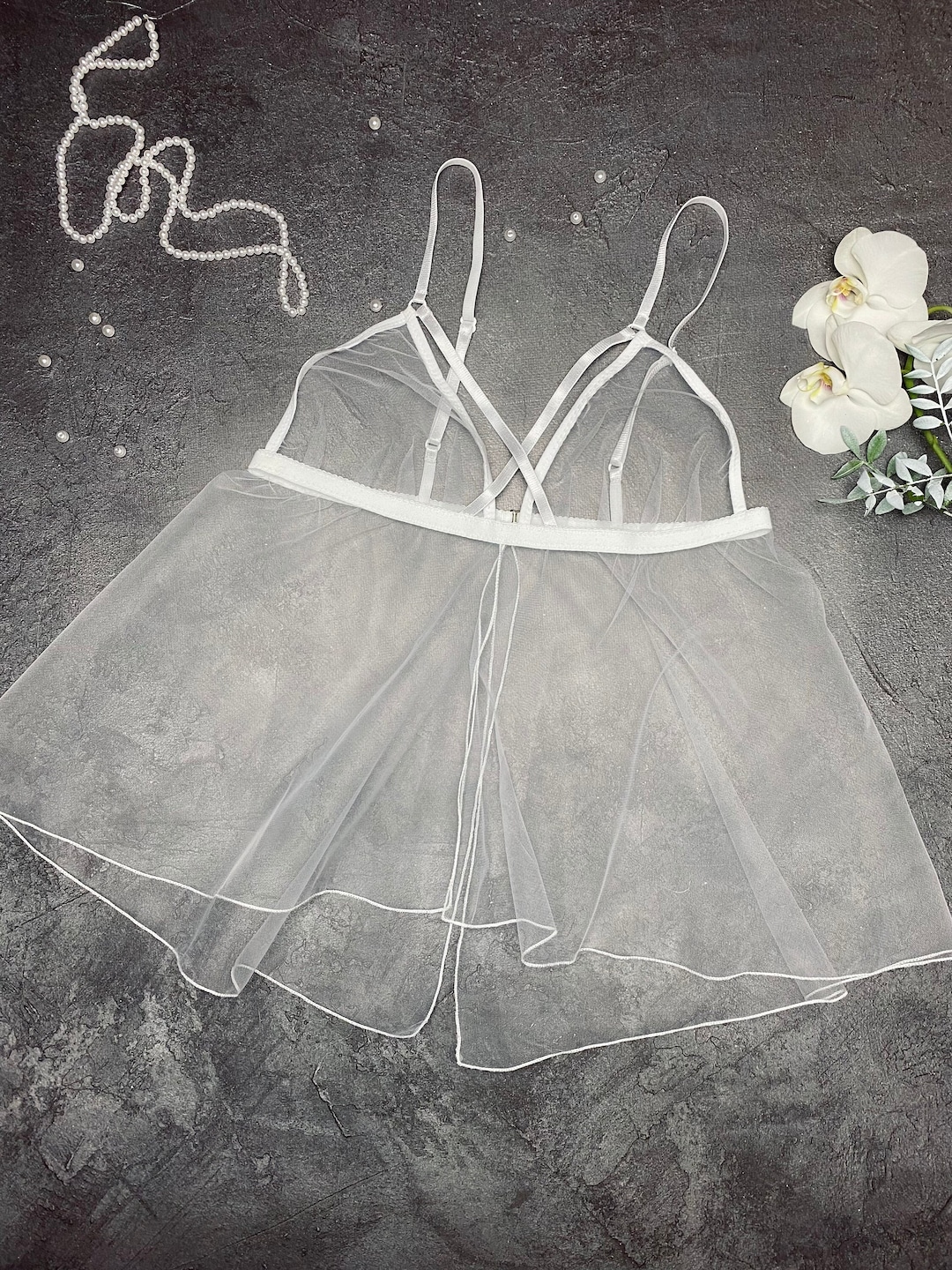 White Transparent Babydoll | Chest Harness Babydoll | Lingerie See ...