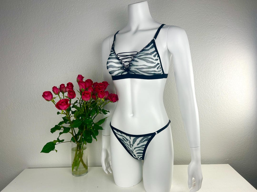 Black See Through Lingerie Set - High Quality Handmade Bra and Panties | Sheer Mesh Lingerie ...