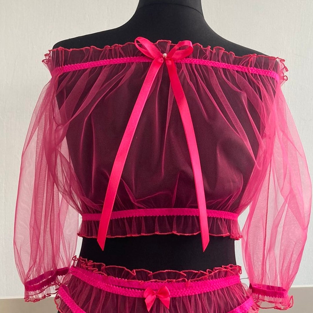 Pink Transparent Crop Top | See Through Tank Top | off Shoulder Top ...