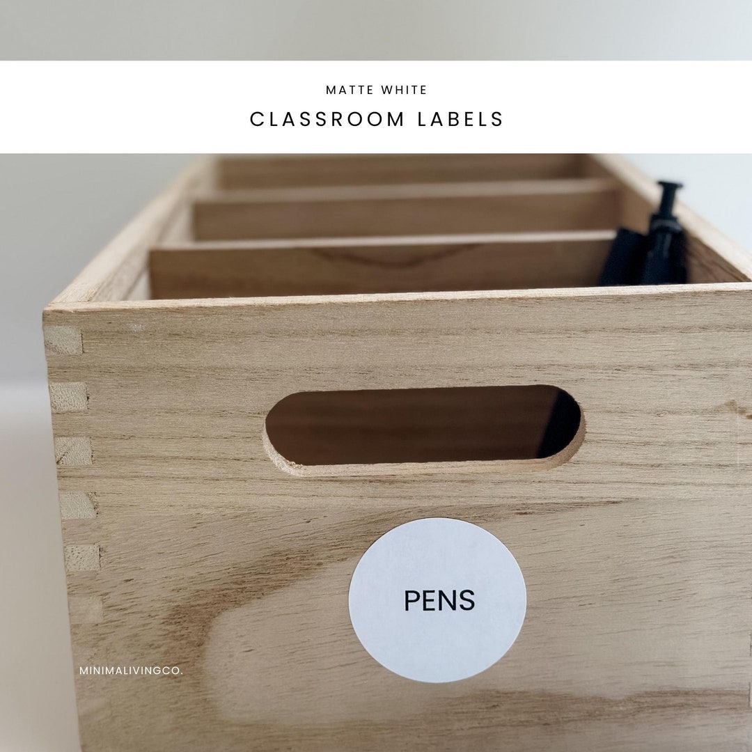 Minimal Matte White Classroom Labels, White Classroom Organizing Labels ...