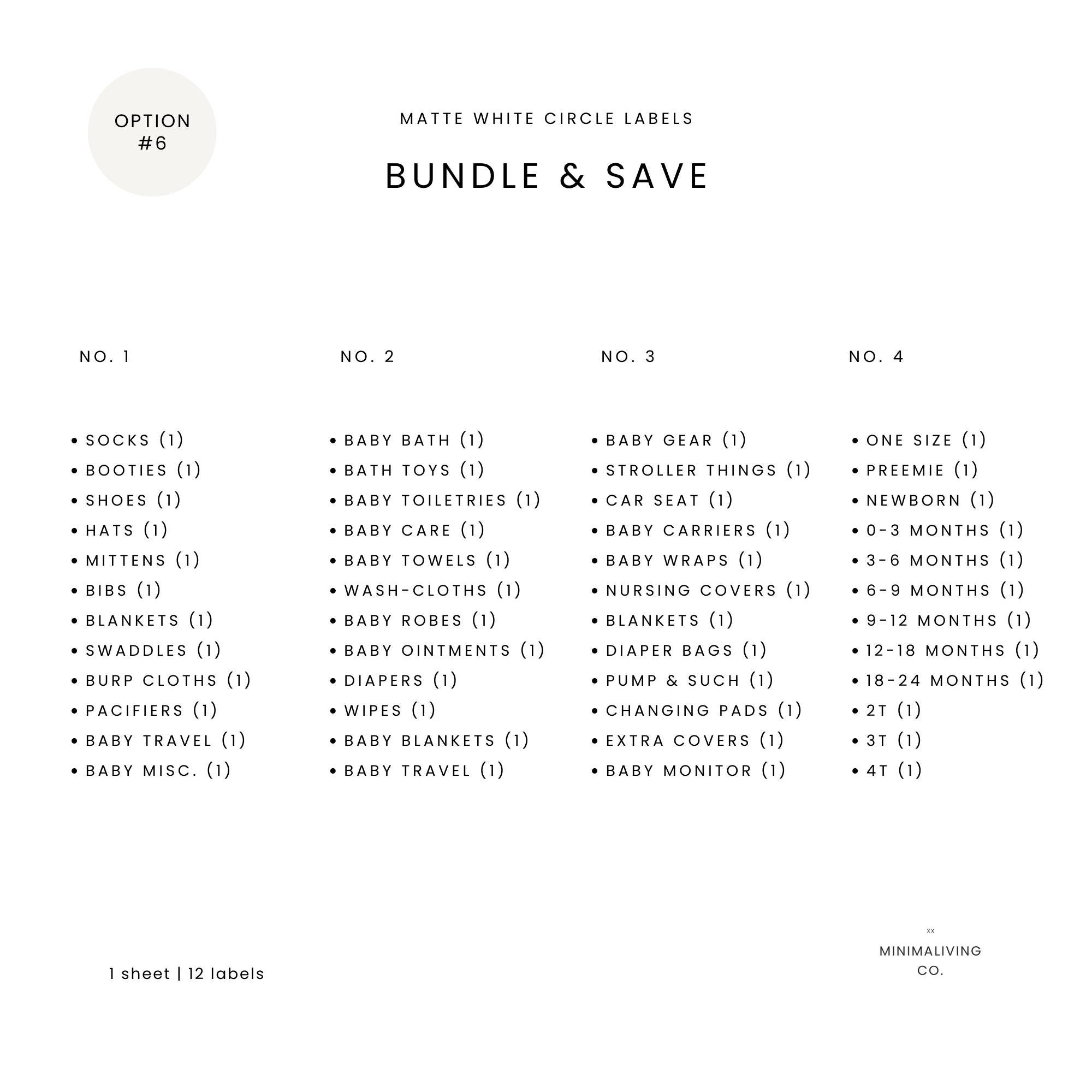 Circle Baby Labels / Baby Size Labels, Baby Essentials Labels, Nursery ...