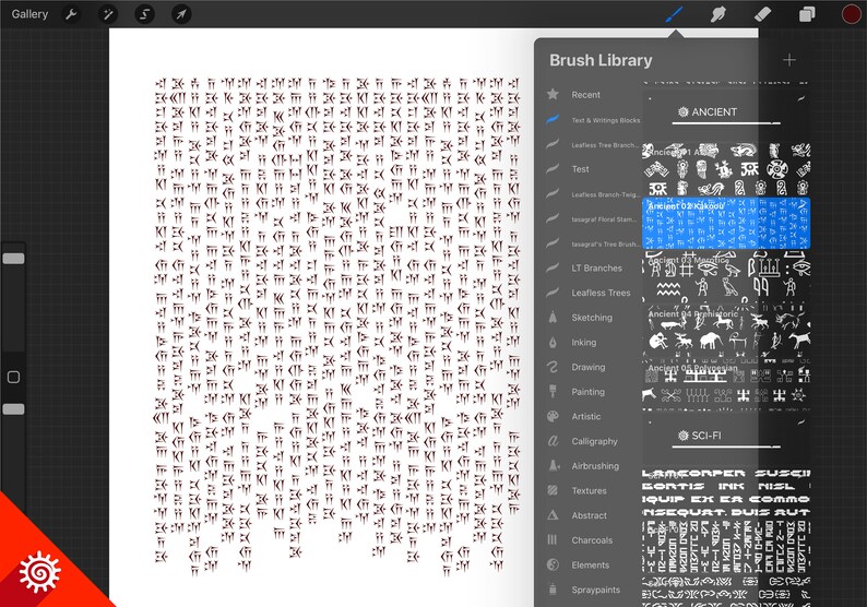 Procreate Text Stamp Brushes: 101 Writing Blocks, Runes, Calligraphy ...