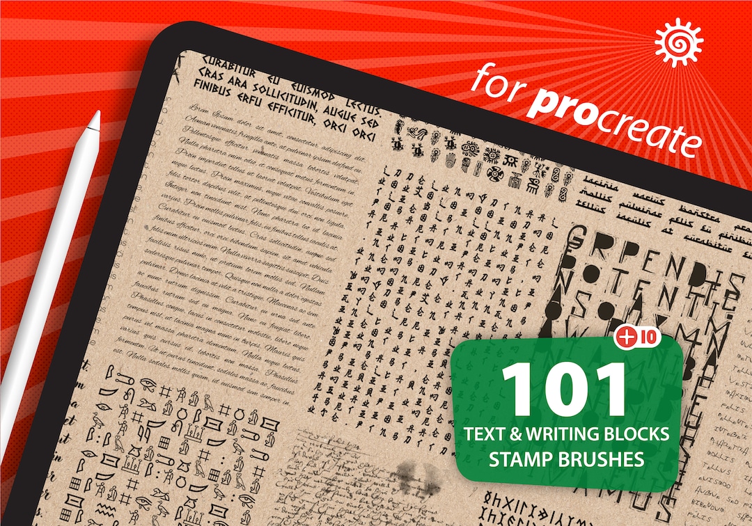 101 Elegant Text & Writing Blocks Stamp Brushes for Procreate ...