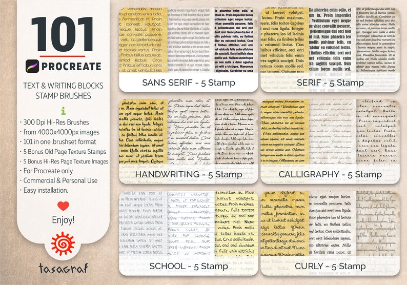 Procreate Text Stamp Brushes: 101 Writing Blocks, Runes, Calligraphy ...