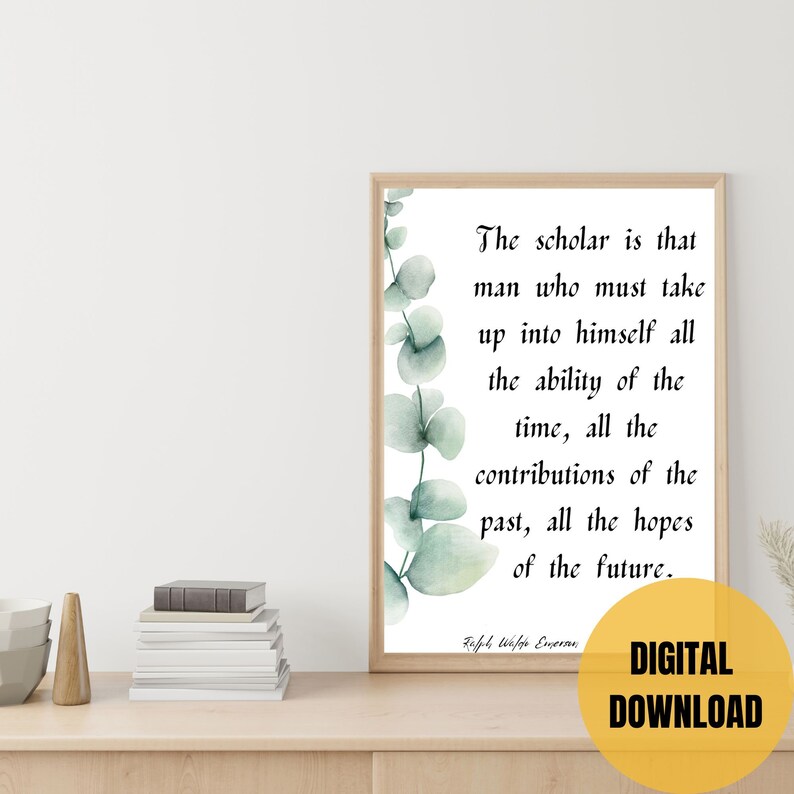 Sage Green Eucalyptus Leaf With Ralph Waldo Emerson Quote Botanical ...