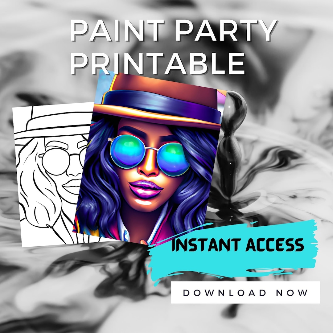 Canvas Printable Black Women Diva/ Pre Drawn Outline/ DIY Paint and Sip ...