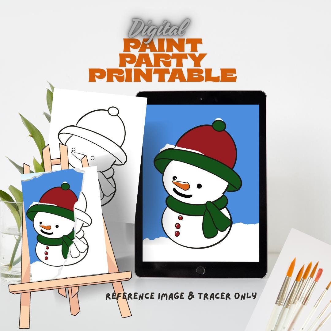 Frosty the Snowman Paint Party Printable: Christmas Canvas Art (digital ...