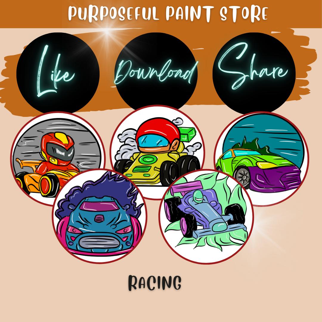 Race Car Outline Printable: DIY Canvas Art, Paint Party (PNG/JPEG) - Etsy