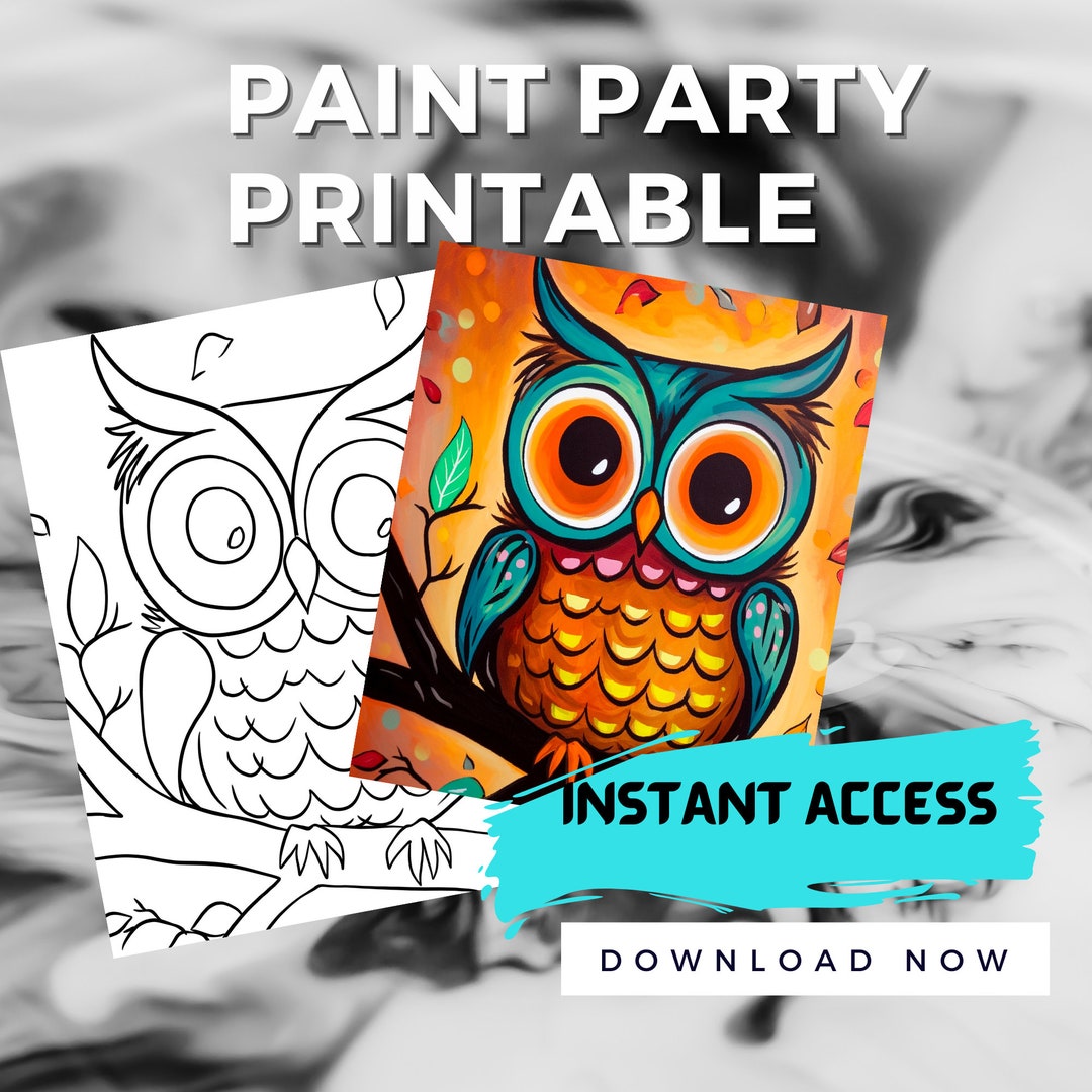 Fall Owl Paint Party Canvas Printable (PNG SVG) - Etsy