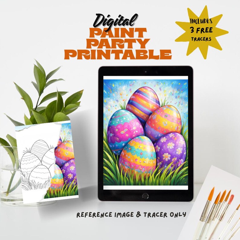Easter Egg Hunt Printable Tracer | Easter Coloring Page | Spring Paint ...