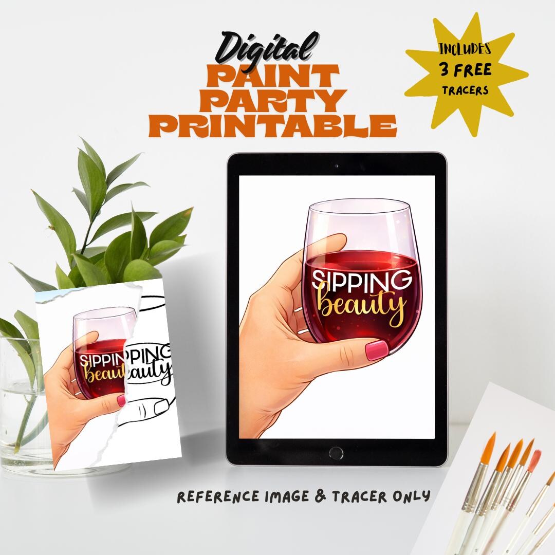 Sipping Beauty Canvas Outline: DIY Paint Party (digital Download) Girls ...