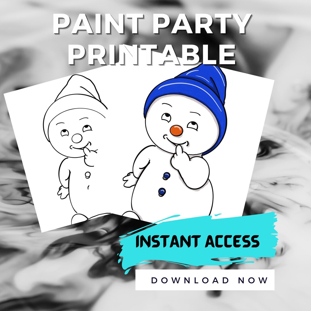 Bashful Snowman Digital Download / Pre Drawn Canvas / DIY Canvas ...