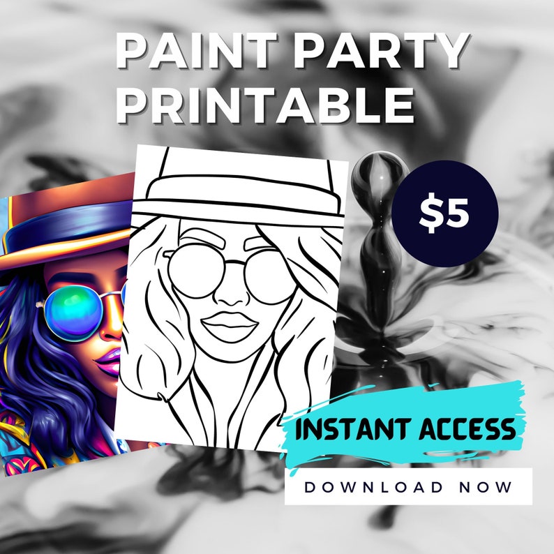 Canvas Printable Black Women Diva/ Pre Drawn Outline/ DIY Paint and Sip ...