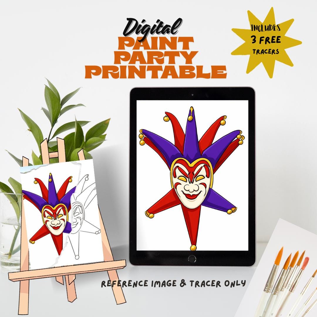 Diy Adult Paint Party Printable Images Kit, Sip and Paint Predrawn Png ...