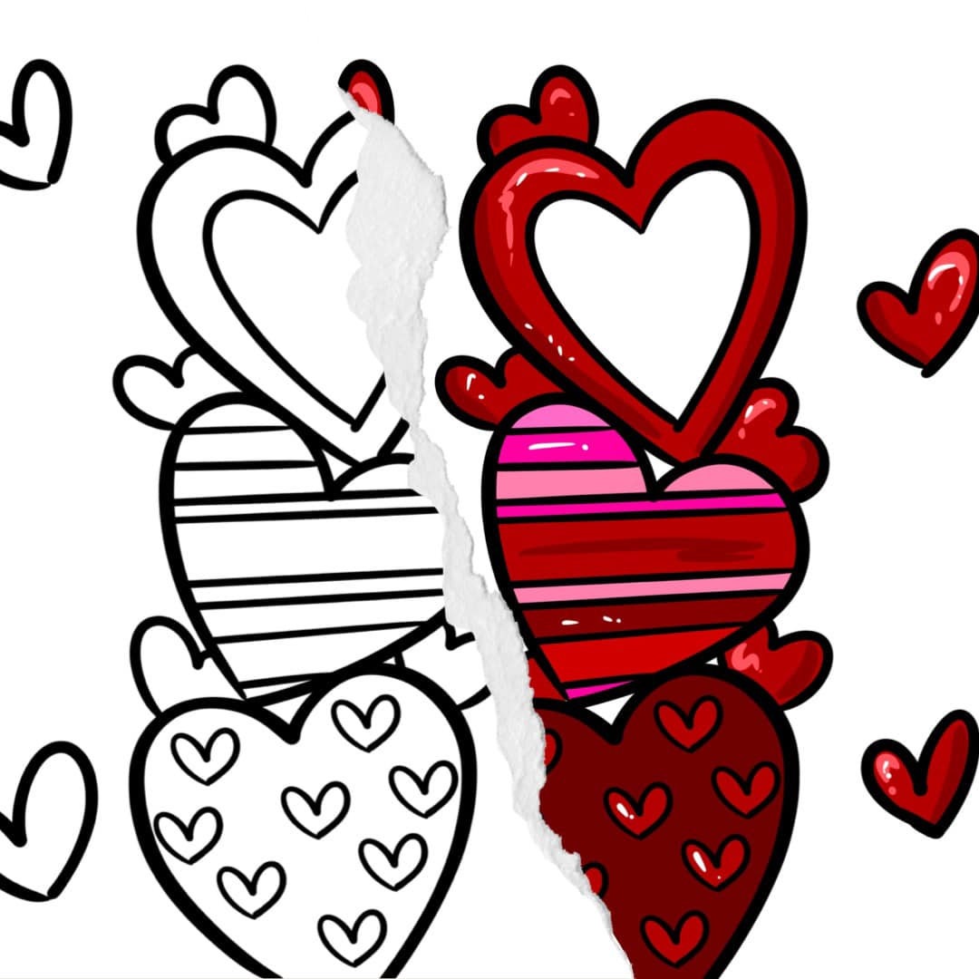 Canvas Printable Stacked Hearts/ Pre Drawn Outline Tracer/ DIY Canvas ...