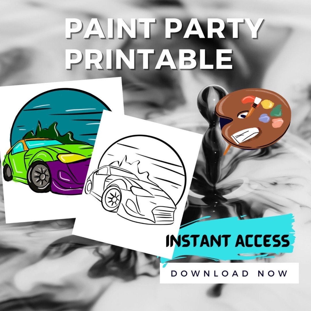 Race Car Outline Printable: DIY Canvas Art, Paint Party (PNG/JPEG) - Etsy